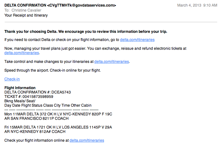 Delta Airlines Spam